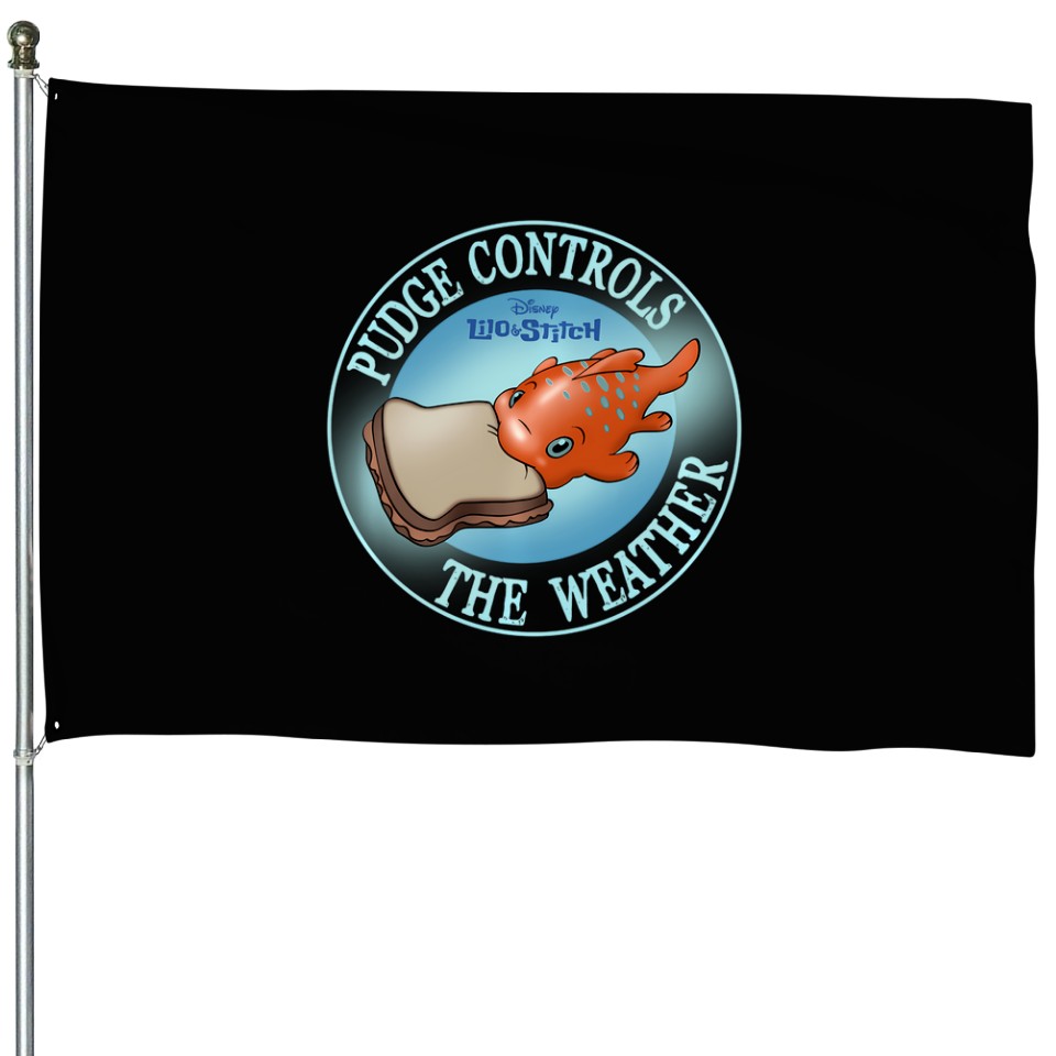 Disney Lilo Stitch Pudge Controls The Weather Poster House Flags | ID ...