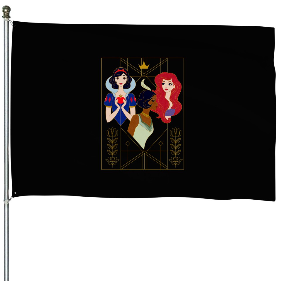 Disney Princess Snow White Tiana and Ariel Art Deco Style House Flags ...