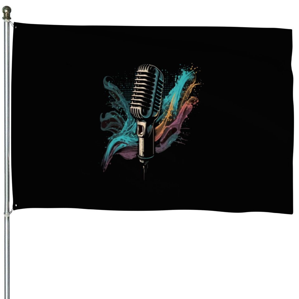 AV Technician Sound Waves Microphone Audio Music House Flags | ID ...