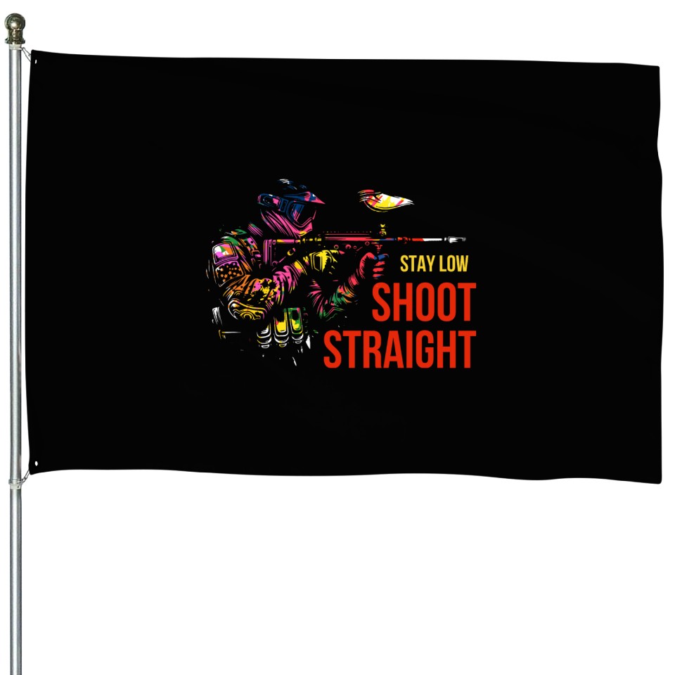 Stay Low, Shoot Straight Paintball Tactical Player House Flags | ID ...
