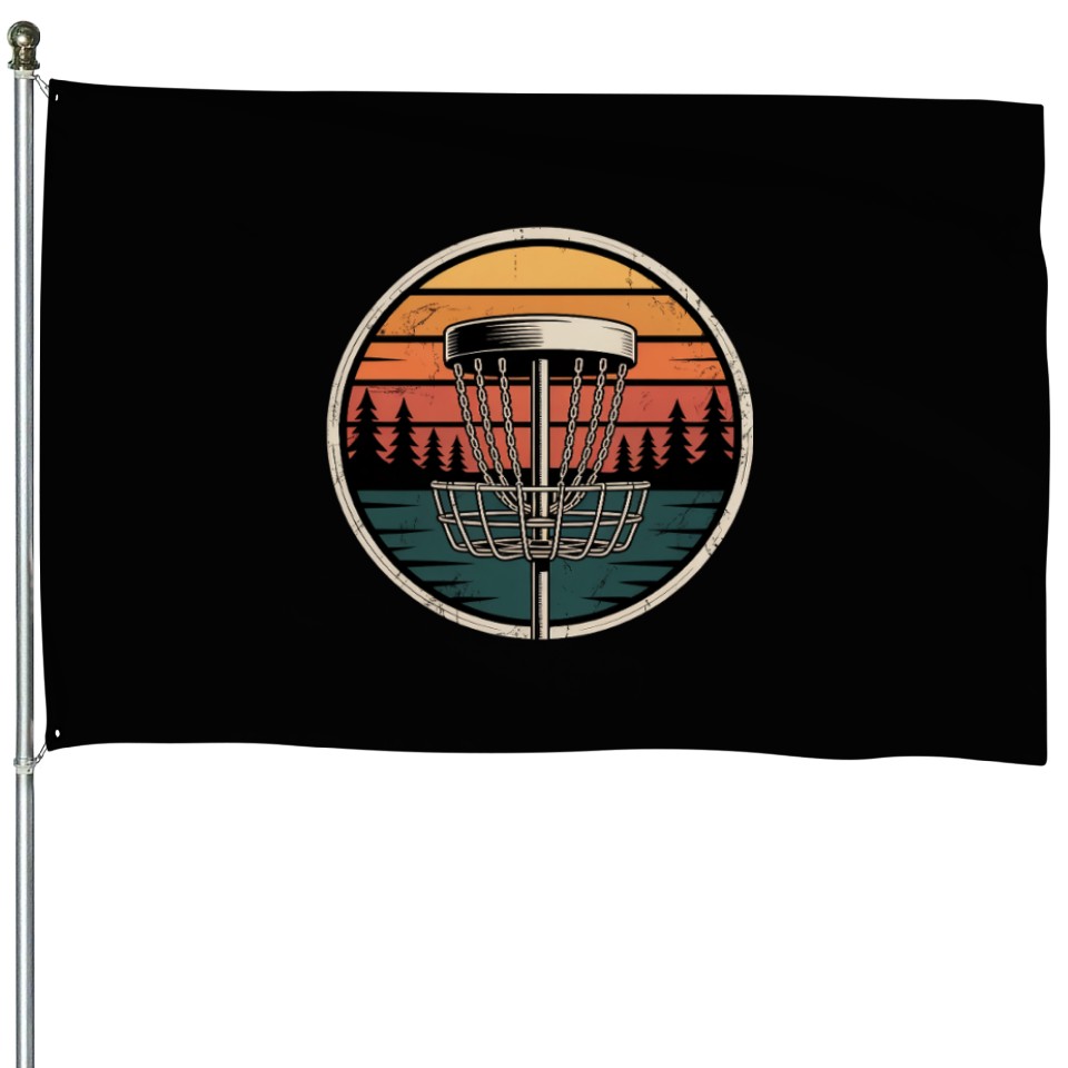 Retro Sunset Frisbee Golf Basket Disc Golf House Flags | ID 60131899 by ...