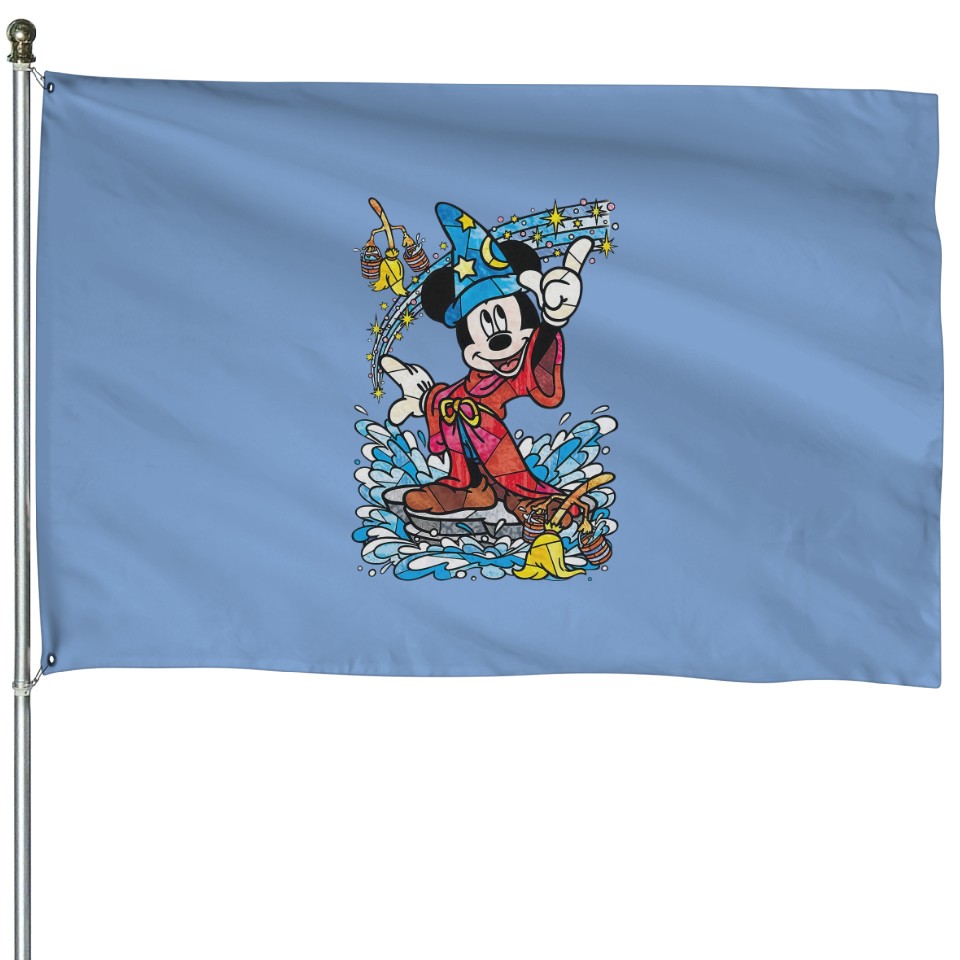 Disney Fantasia Sorcerer Mickey Mouse Magic Wizard Retro House Flags ...