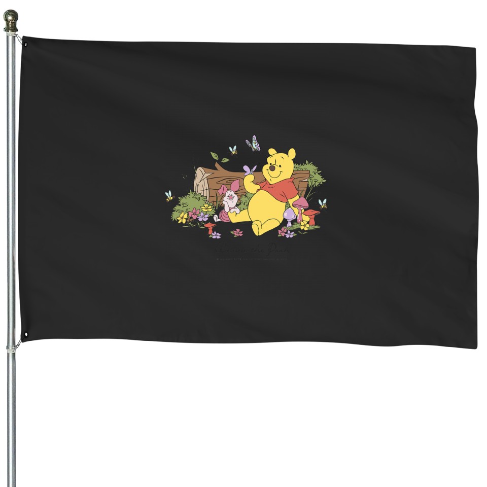 Disney Winnie The Pooh Piglet And Pooh Floral Butterfly House Flags ...