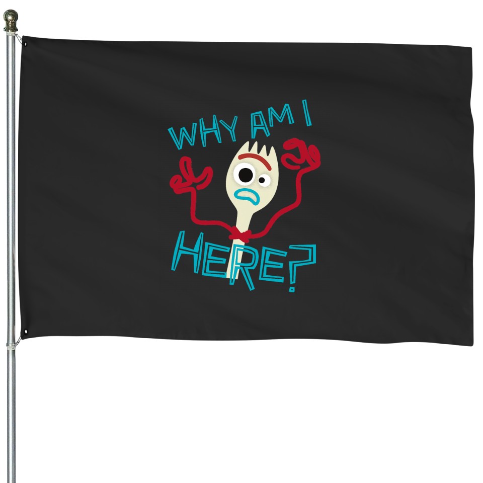 Disney Pixars Toy Story 4 Cute Forky Why Am I Here Logo House Flags ...