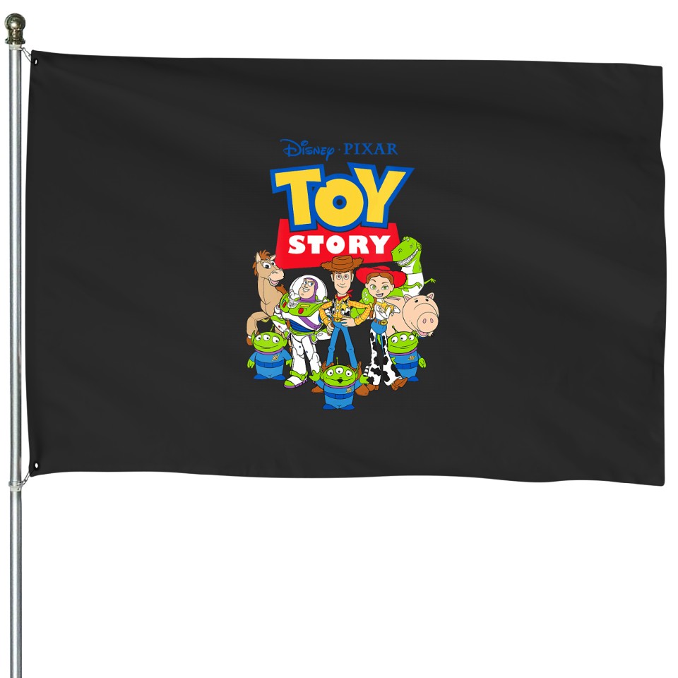 Womens Disney Pixars Toy Story Buzz Woody Jessie VNeck House Flags | ID ...