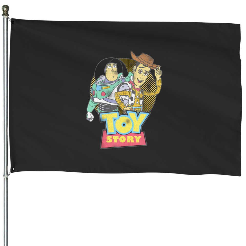 Disney Pixars Toy Story Buzz Woody Distressed Retro House Flags | ID ...