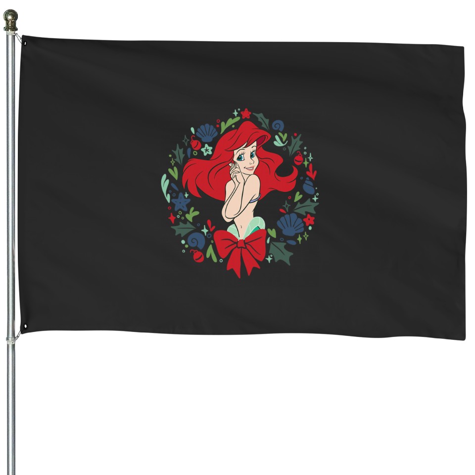 Disney The Little Mermaid Ariel Seashell Wreath House Flags | ID ...
