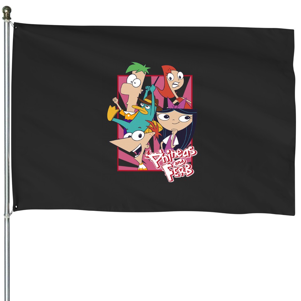 Disney Phineas And Ferb With Friends Cute Group Shot House Flags | ID ...
