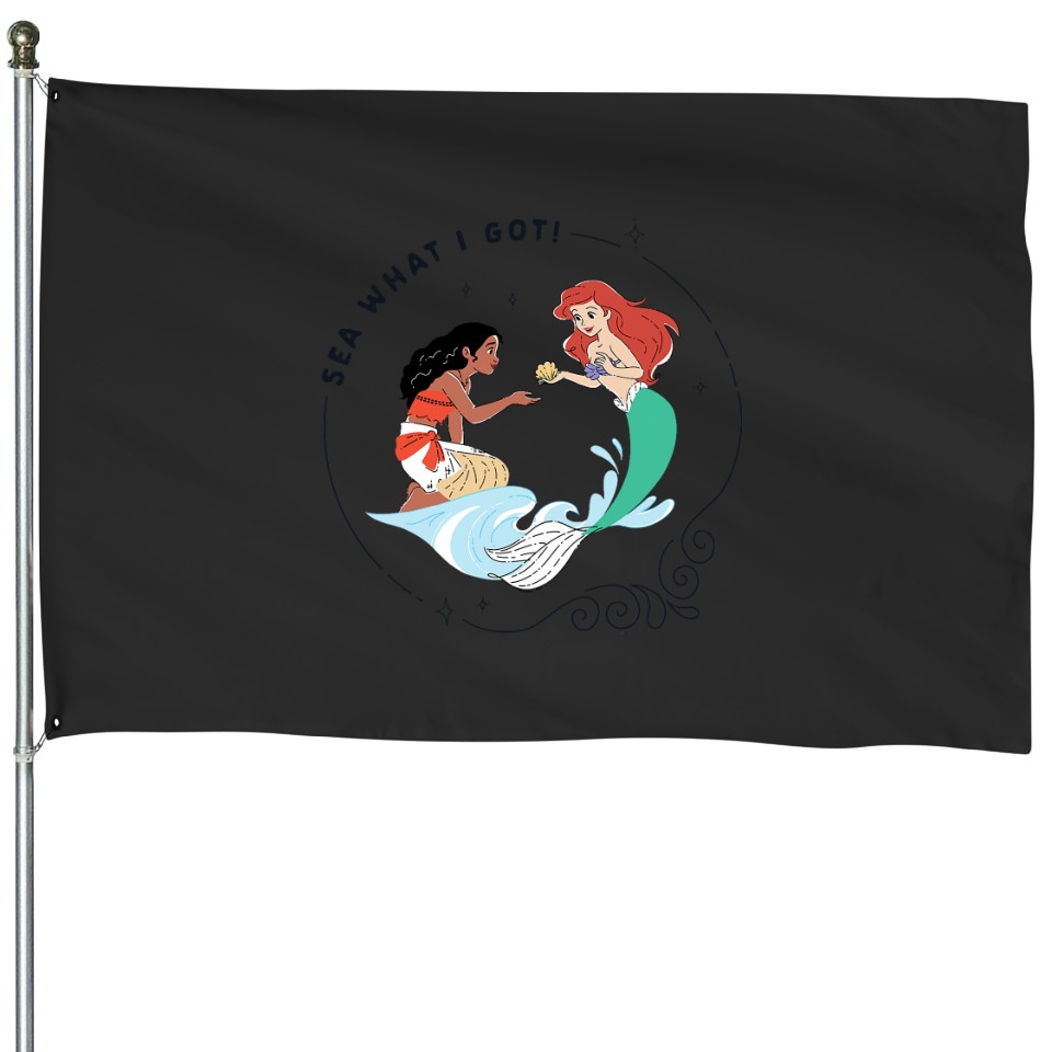 Disney Princess Moana and Ariel Sea What I Got House Flags | ID ...