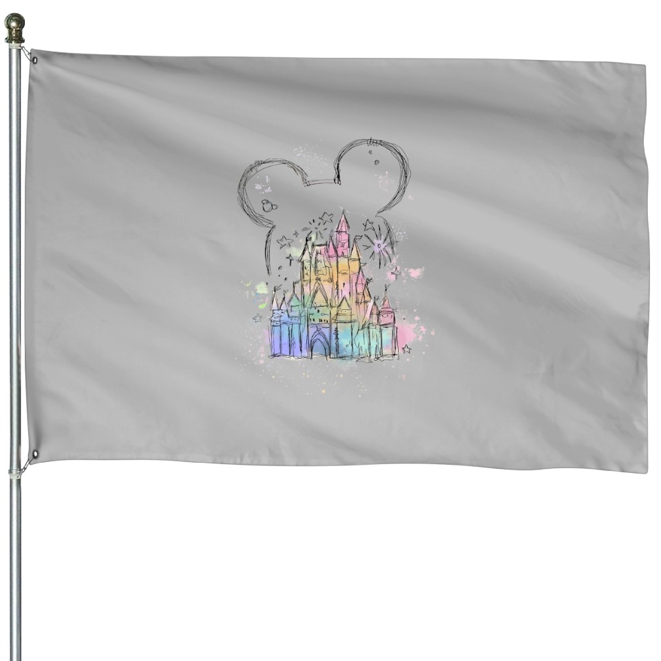 Disney Watercolor Castle House Flags, Mickey Castle House Flags, Disney ...
