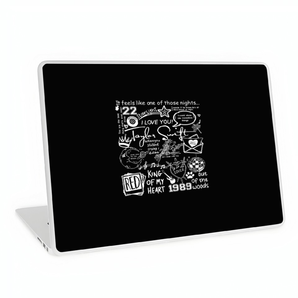 Taylor Doodle Art Laptop Skins, Vintage Taylor Merch Album Lyrics ...
