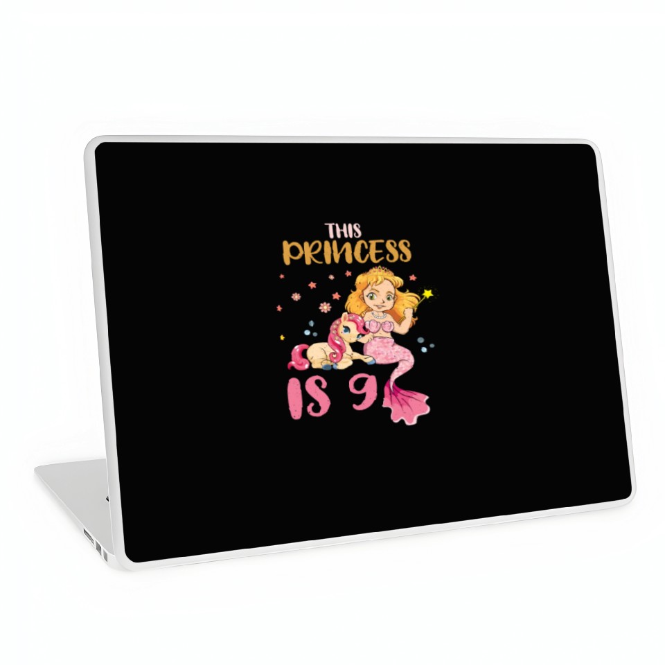 Birth Born Age 9 Years Old Pretty Mermaid Unicorn Laptop Skins | ID ...