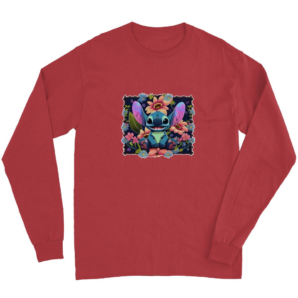 Stitch Floral Long Sleeves, Disney Stitch Long Sleeves, Funny Stitch ...