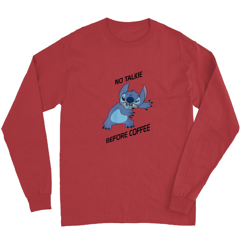 Disney Lilo Stitch No Talkie Before Coffee Grumpy Stitch Long Sleeves ...
