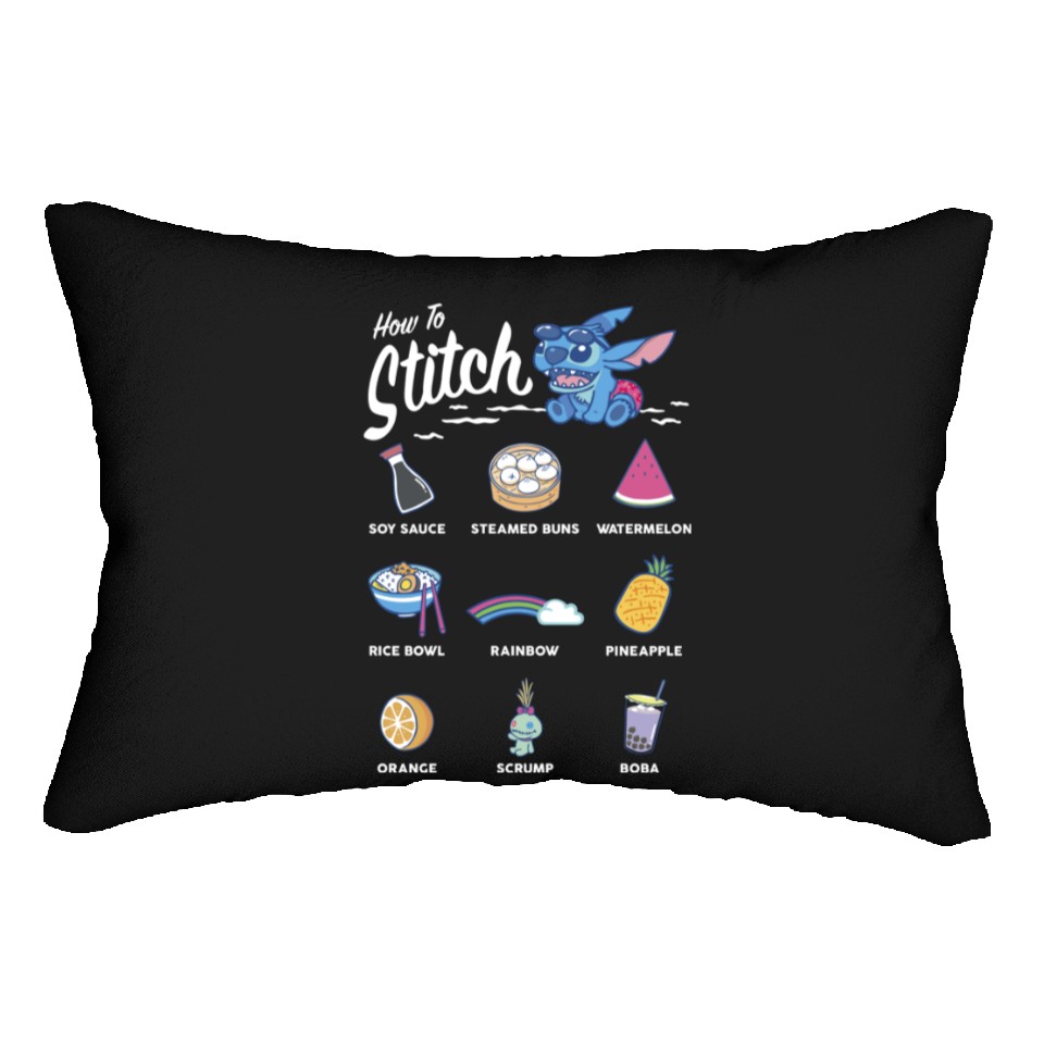 Disney Lilo Stitch How To Stitch Essentials Chest Logo Lumbar Pillows ...