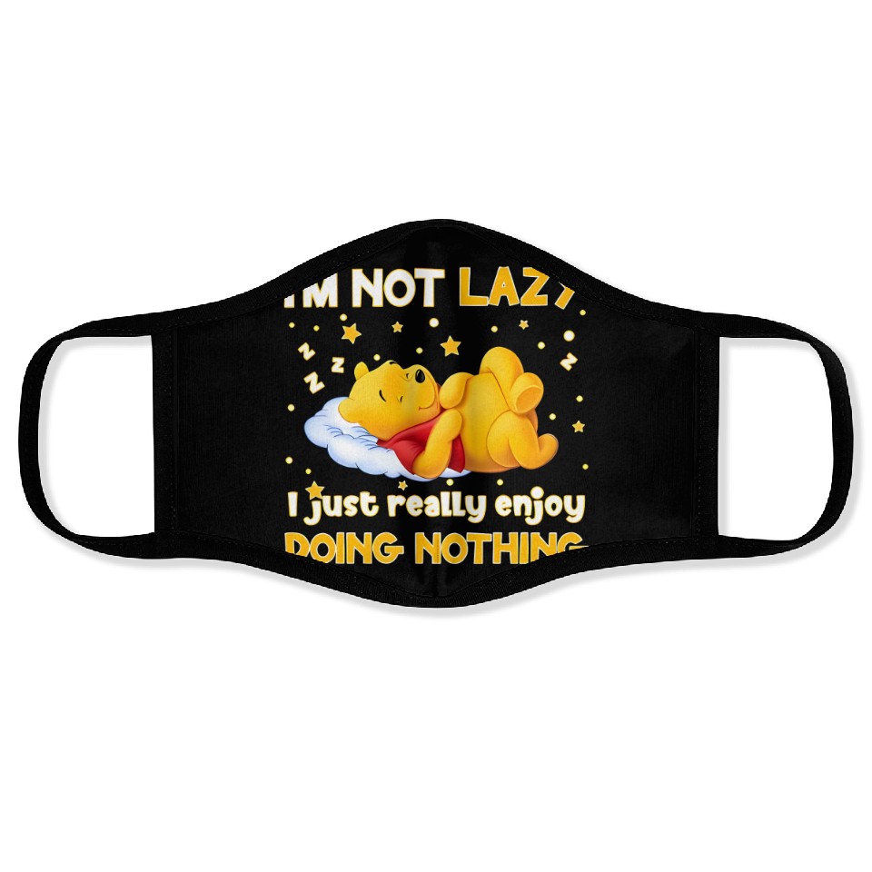 Winnie The Pooh Doing Nothing Funny Quote Colorful Disney Face Masks ...