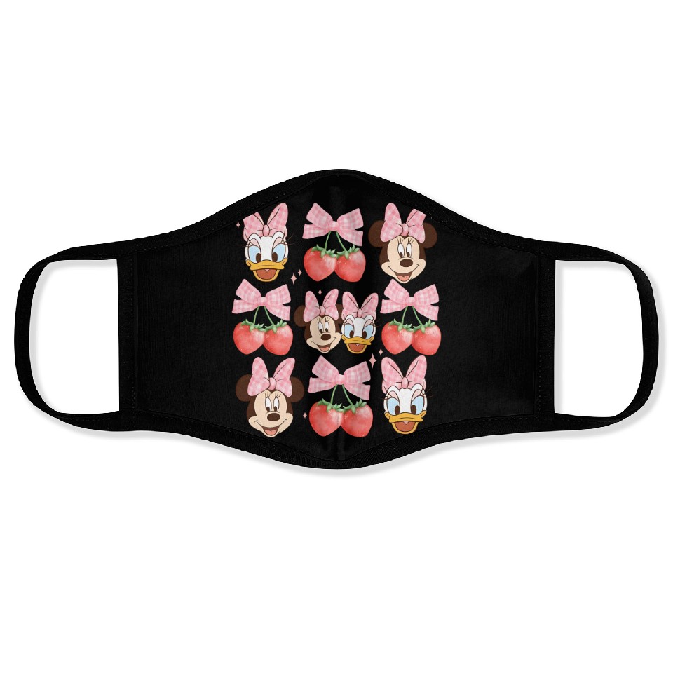 Vintage Minnie And Daisy Pink Bow Face Masks, Disney Coquette ...
