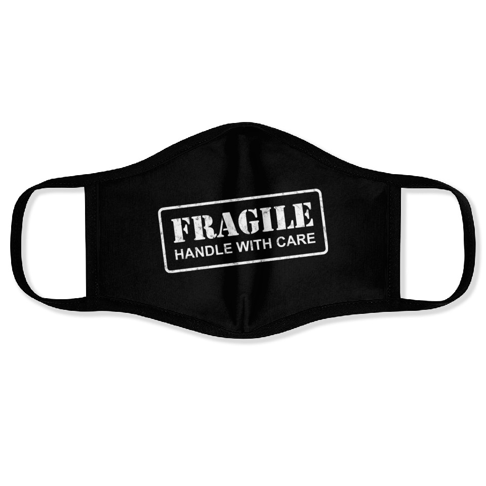 FRAGILE HANDLE WITH CARE STAMPED Face Masks | ID 65275789 by Camila ...