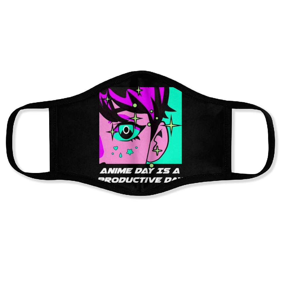 Anime Day Is a Productive Day Japanese Anime Lover Face Masks | ID ...