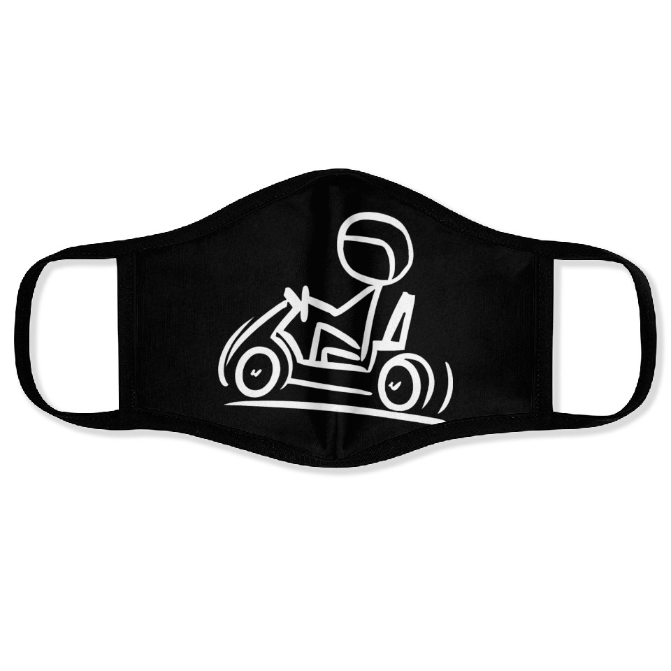 Go-Kart Silhouette Stick Figure Line Drawing Face Masks | ID 87053498 ...