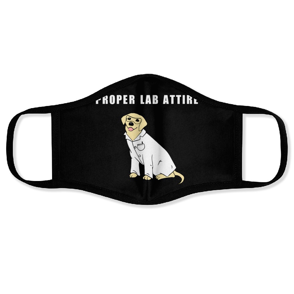 Proper Lab Attire Laboratory Dog Pun Science Face Masks | ID 98949925 ...