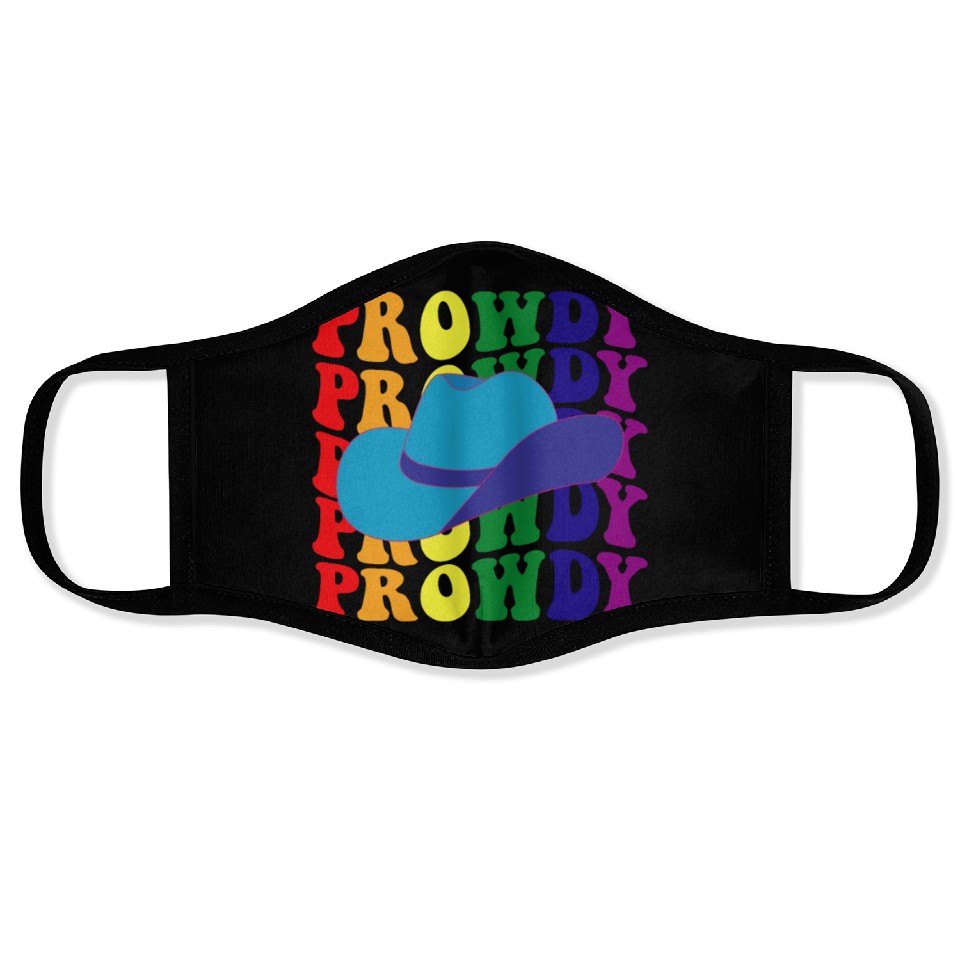 Prowdy Gay Lesbian Howdy Cowboy LGBTQ Pride Groovy Face Masks | ID ...