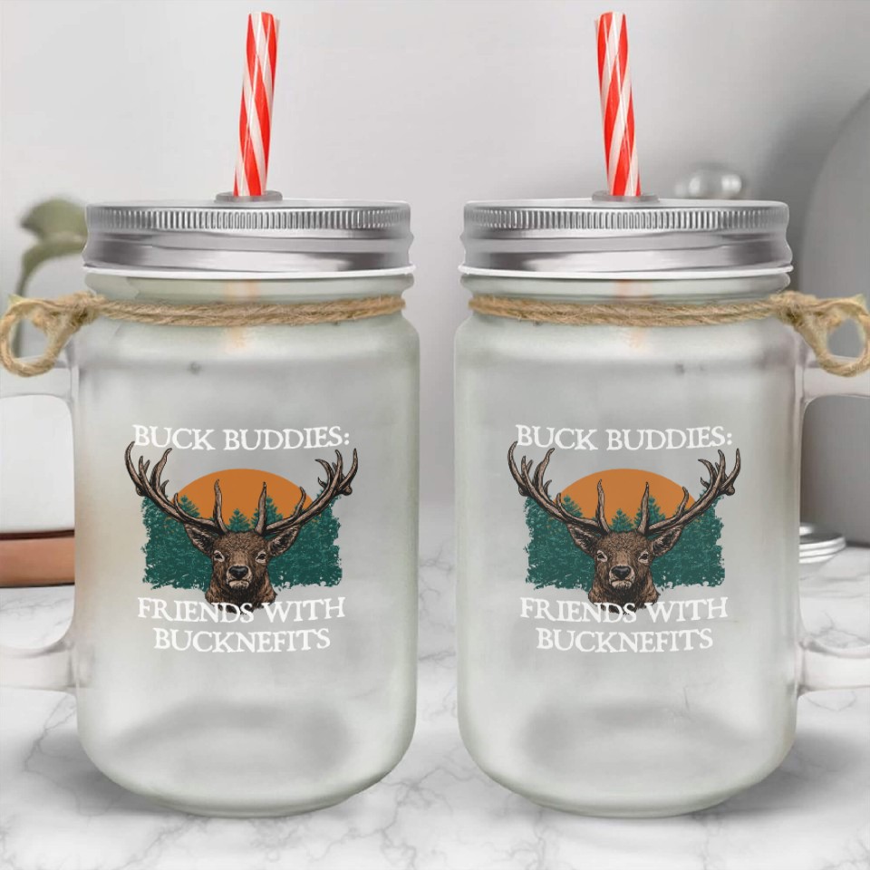 BUCK Buddies Deer Hunting Elk Hunter Friends Hobby Mason Jar Cups | ID ...