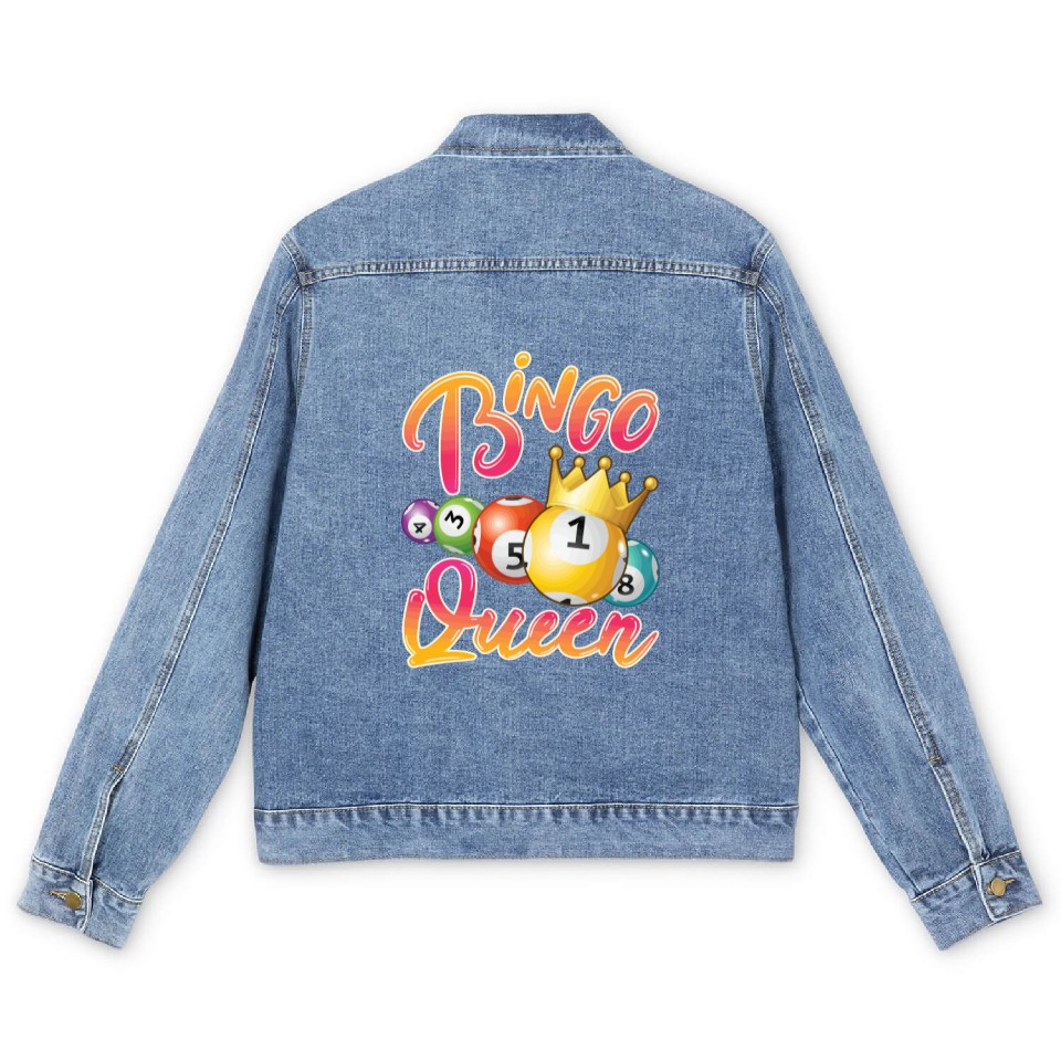 Bingo Queen Women Crown Bingo Balls Bingo Lover Men's Denim Jackets ...