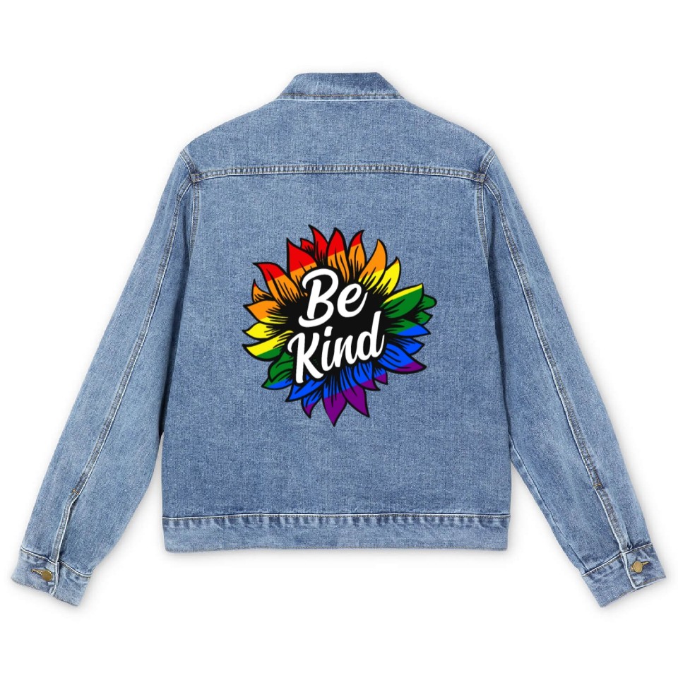 Be Kind Rainbow Sunflower Pride LGBT Tolerance Men's Denim Jackets | ID ...
