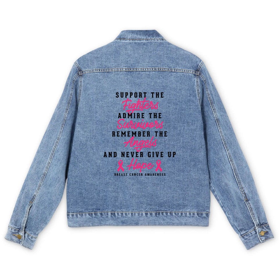 Support The Fighters Breast Cancer Awareness Month Men's Denim Jackets ...