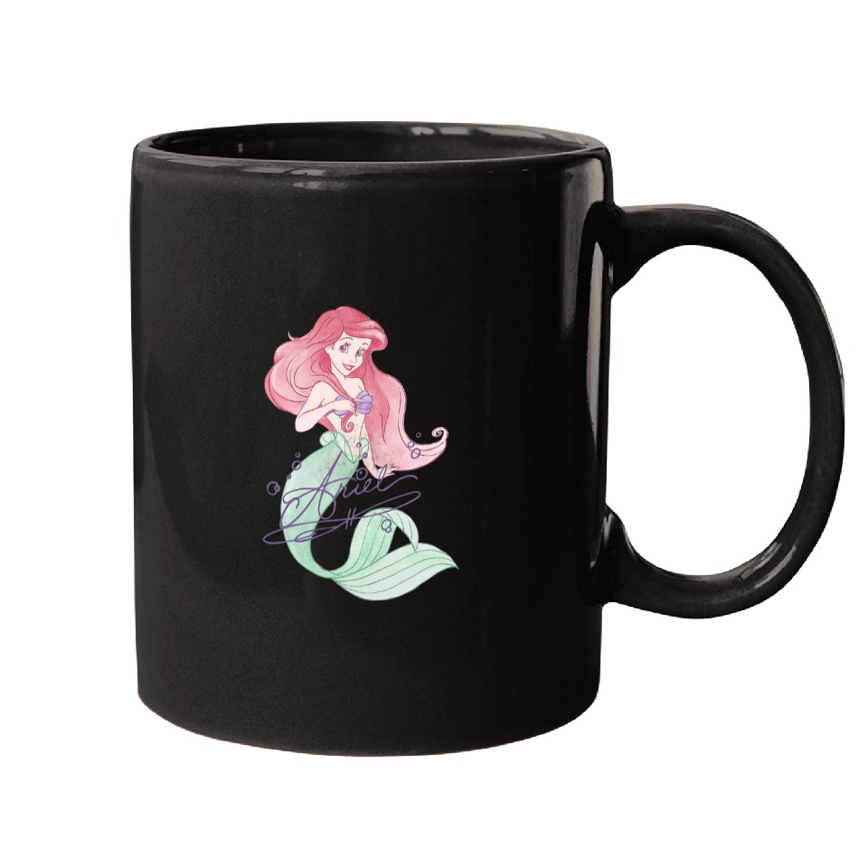 Black Disney The Little Mermaid Ariel Signed Portrait Mugs