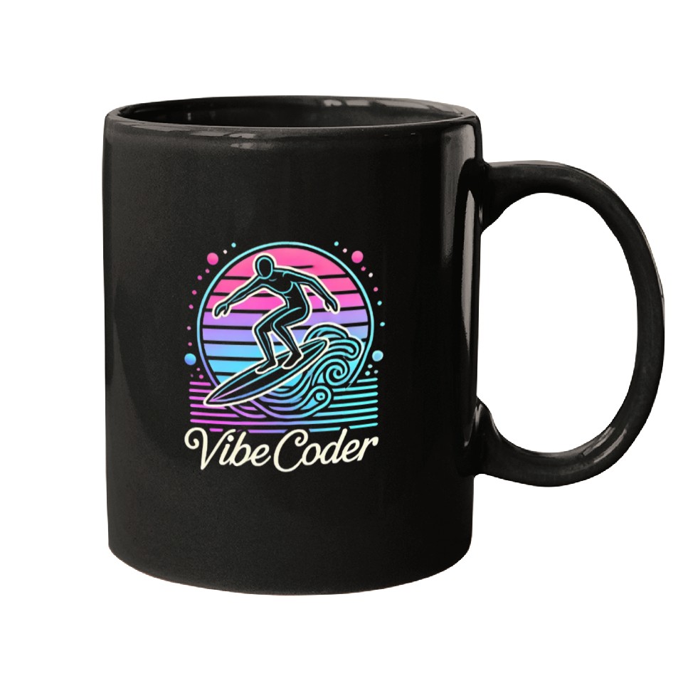 Vibe Coder Cutout Sticker — Ride the Code Wave Mugs | ID 95558445 by ...