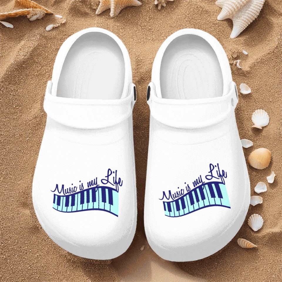 Music is my Life Text Keyboard Piano Love Party Nurse Clogs | ID ...