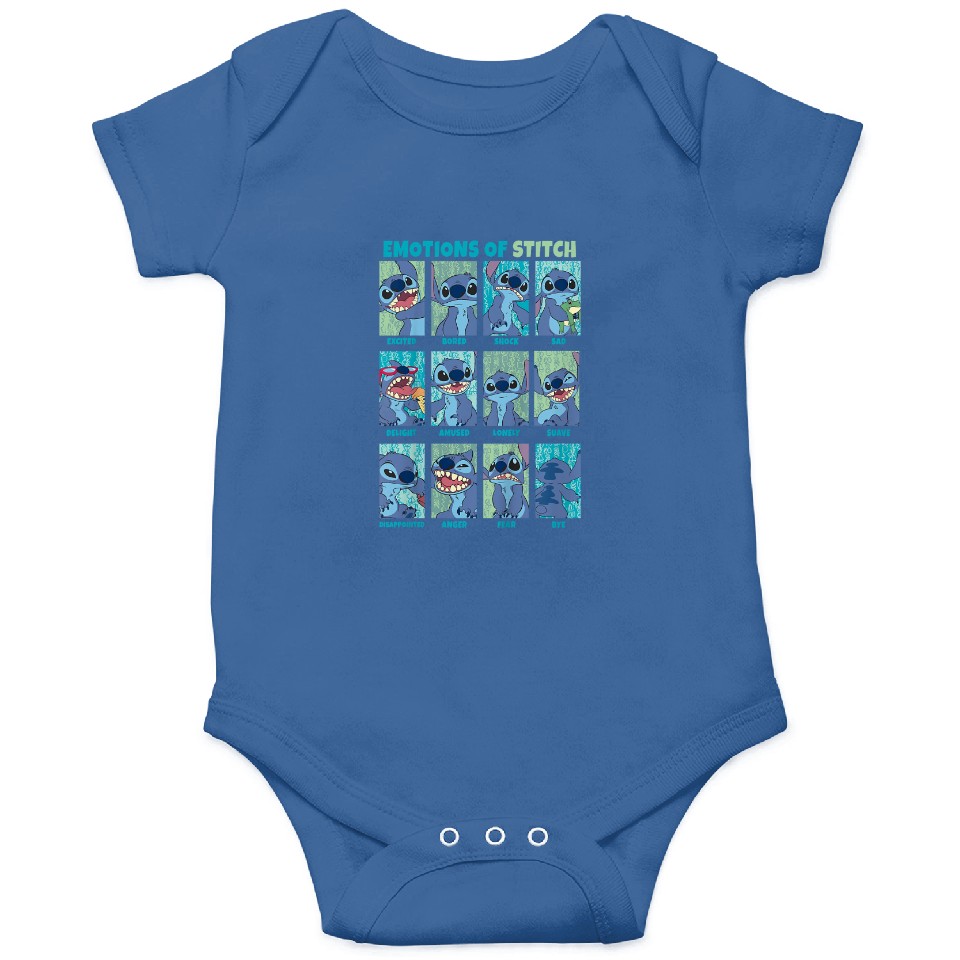 Kids Disney Lilo Stitch Emotions Of Stitch Mood Panels Logo Onesies ...