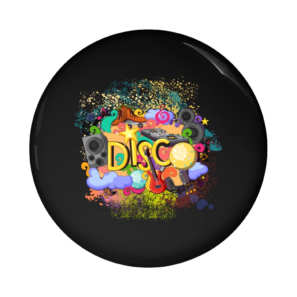Vector Disco Theme Guitar Piano Song Drum Speaker Pin Buttons | ID ...