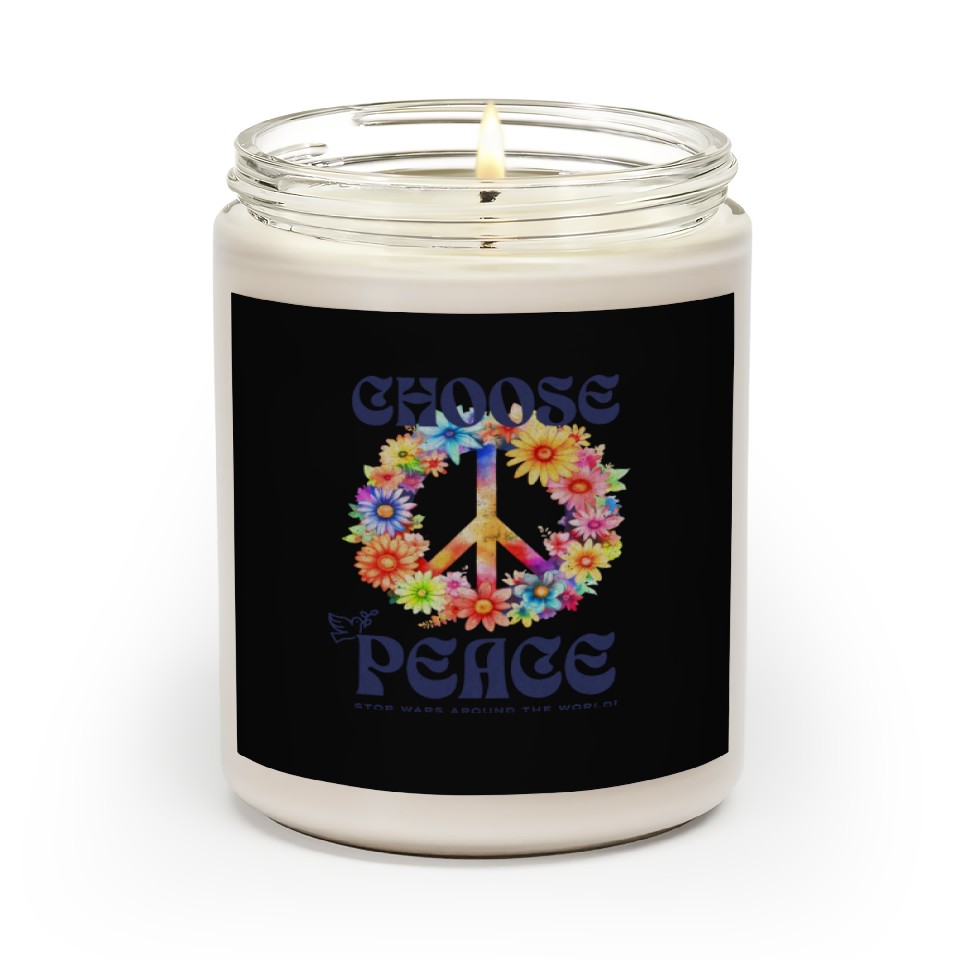 Choose Peace! Hippie peace sign in retro look Scented Candles | ID ...