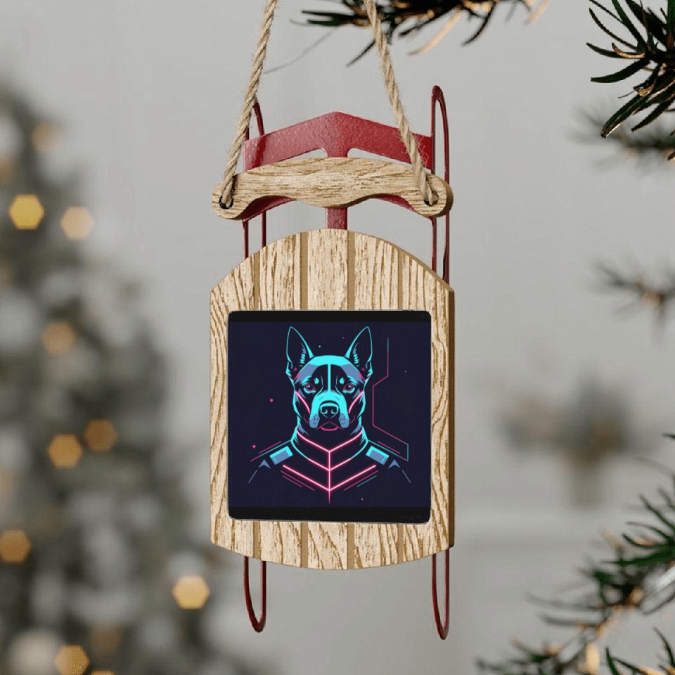 Cyberpunk Neon Dog – Futuristic Tech Pet Design Sled Ornaments | ID ...