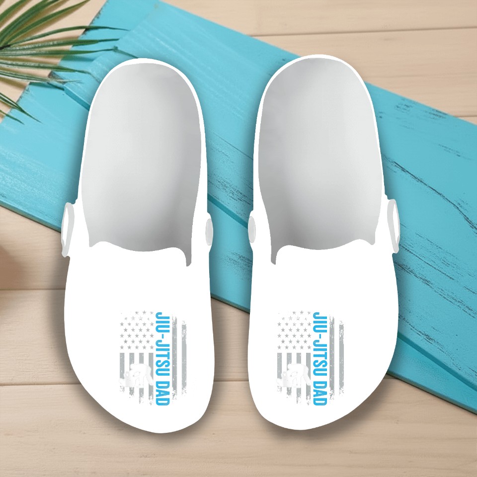 Jiu Jitsu Dad American Flag Brazilian Jiu Jitsu Slip On Clogs | ID ...