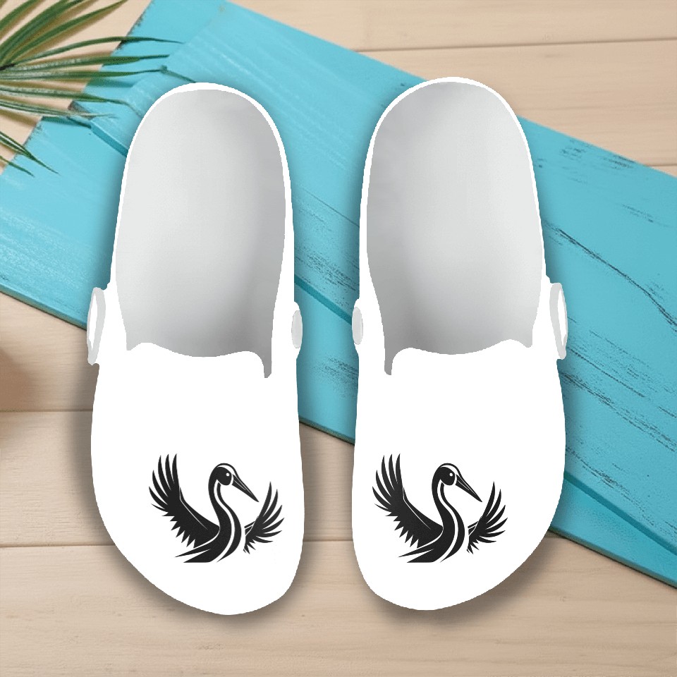 Stork Tattoo Portrait With Beautiful Wings Slip On Clogs | ID 102010831 ...
