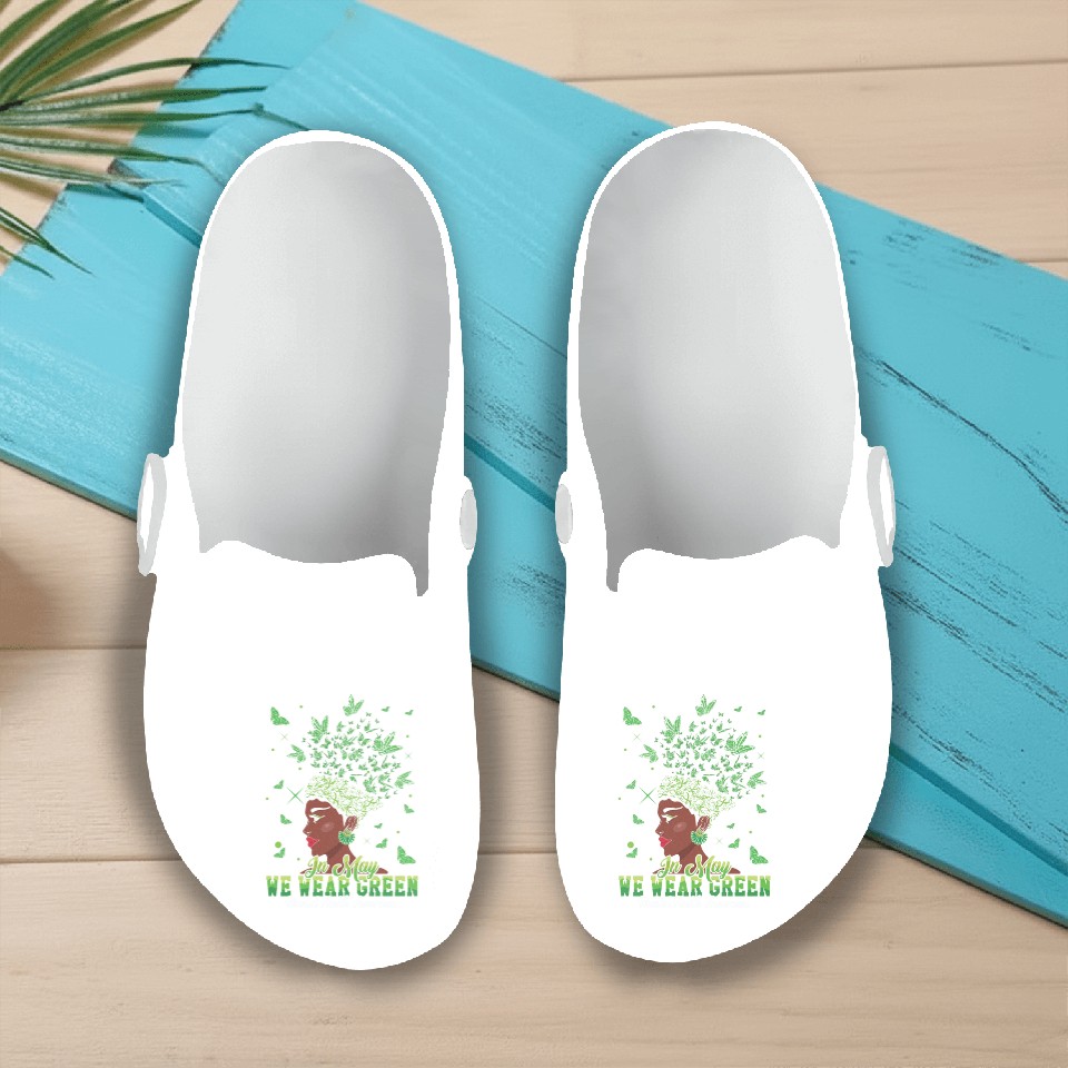 May Green Mental Health Awareness Month Butterfly Slip On Clogs | ID ...