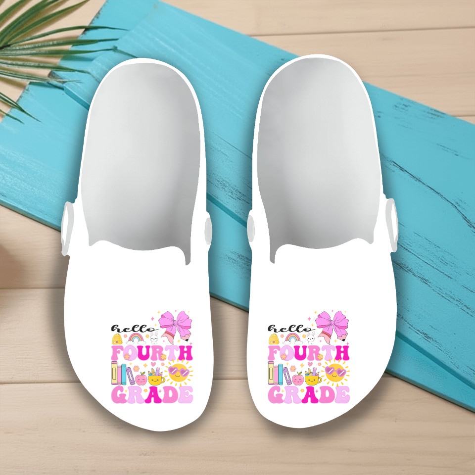 Hello Fourth Grade, Preppy Back to School Slip On Clogs | ID 114807708 ...
