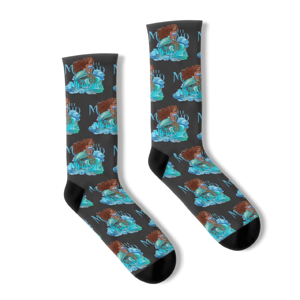 Disney Little Mermaid 2023 Socks, Black Ariel Socks, The Little Mermaid ...