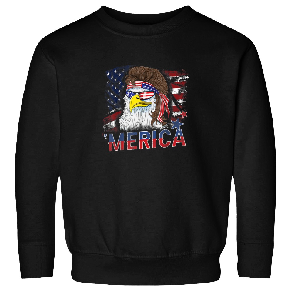 Merica Bald Eagle Mullet 4th Of July American Flag Patriotic Sweatshirt ...