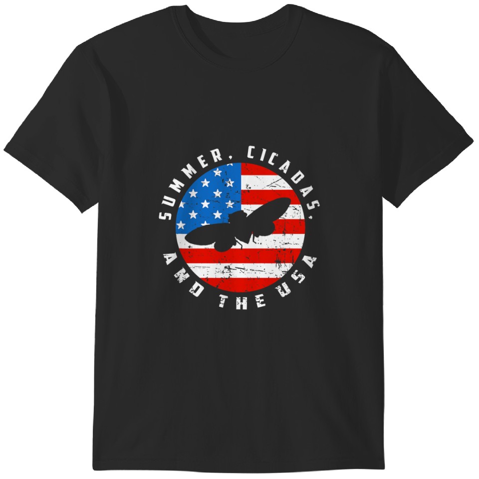 Summer Cicadas 2The USA American Flag Cicada Silhouette Art T-Shirts ...
