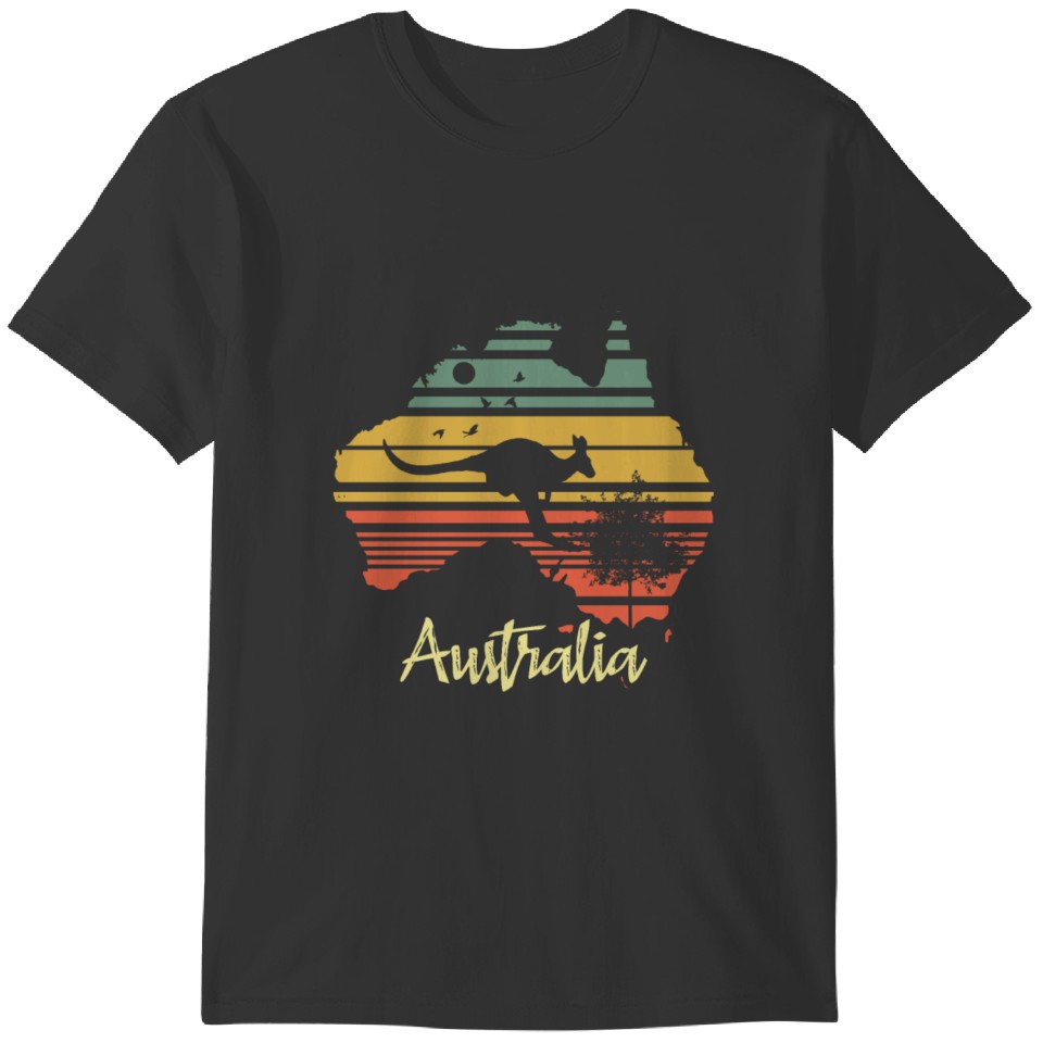Vintage Land Map Australia Day Kangaroo Australian T-shirt by Claudio ...