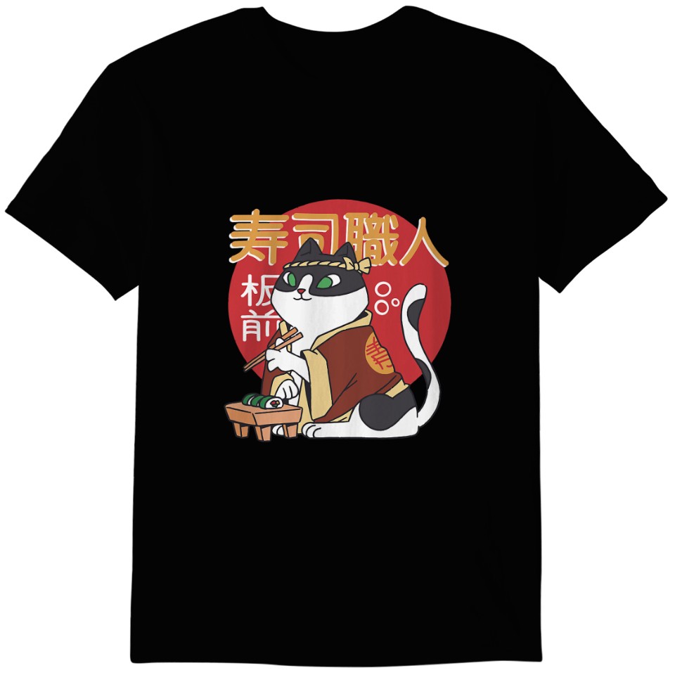 Cat Paws Kawaii Graphic Neko Tuxedo Cat Sushi Chef Merch T-Shirts | 40% ...