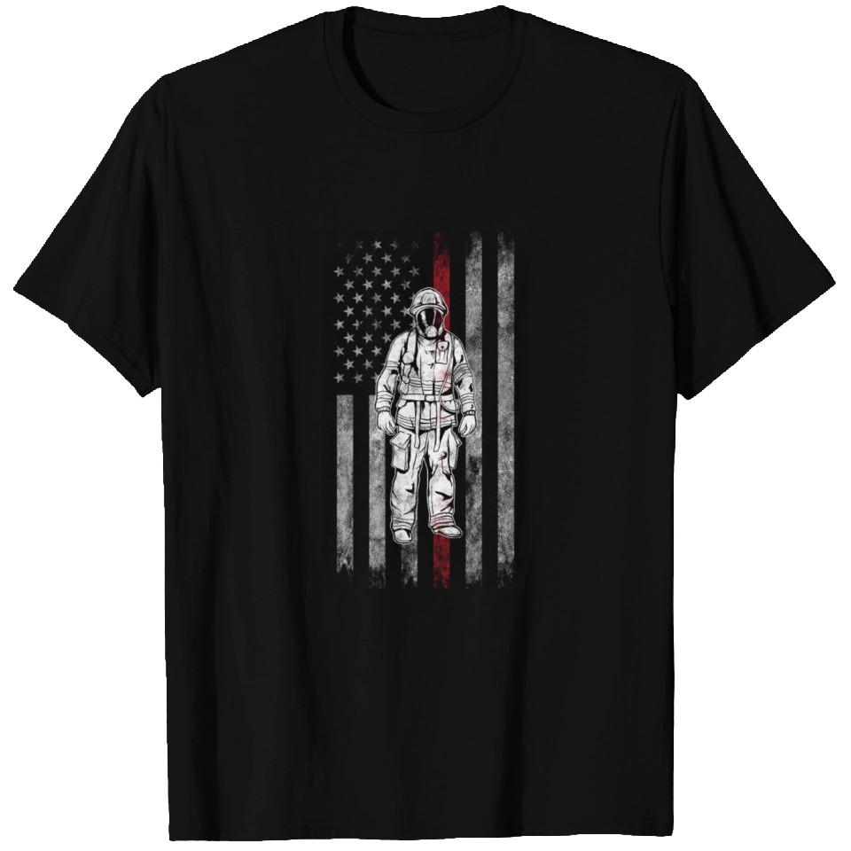 Firefighter American Flag Thin Red Line T-shirt | ID 10271218 by ...