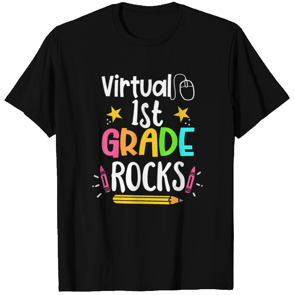 Virtual First Grade Rocks 1st Back to School T-shirt | ID 11697576 by ...