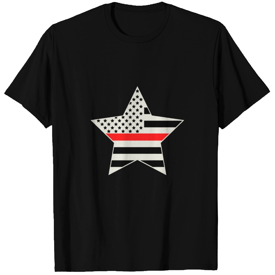 Firefighter star Black Flag Red Line T-shirt | ID 11651590 by ...