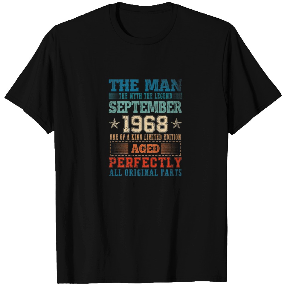 1968 Years Old Vintage September 1968 54Th Birthda T-shirt | ID ...